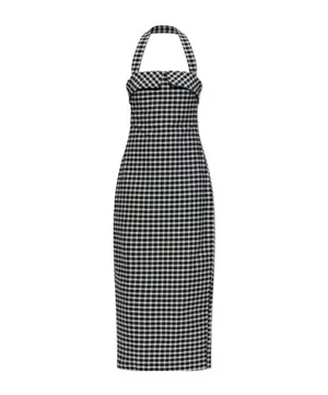 Posse Posse Chuara Gingham Check Midi Dress Black