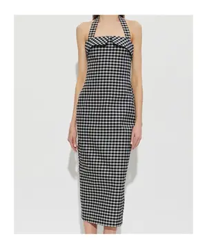 Posse Chuara Gingham Check Midi Dress - Black
