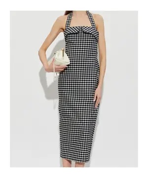Posse Chuara Gingham Check Midi Dress - Black
