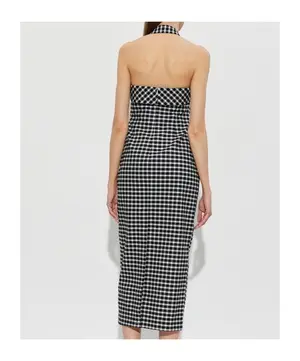 Posse Chuara Gingham Check Midi Dress - Black