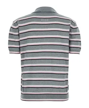 MSGM Striped Knit Polo Top