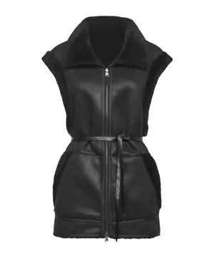 URBANCODE Reversible Faux Leather Belted Sleeveless Jacket