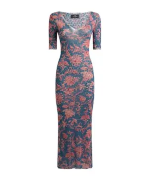 Etro V-neck Floral Motif Midi Dress