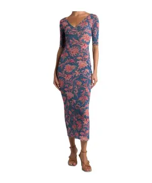 Etro V-neck Floral Motif Midi Dress