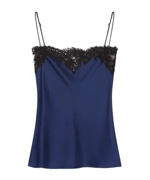 Stella McCartney Lace-trim Satin Top - Navy