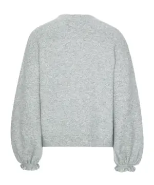 ROTATE BY BIRGER CHRISTENSEN Ribbed Wide-sleeved Sweater With Ruffle Trim