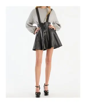ROTATE BY BIRGER CHRISTENSEN Ribbed Wide-sleeved Sweater With Ruffle Trim