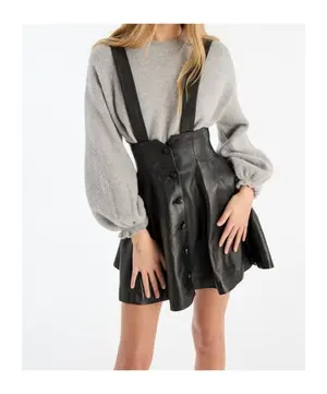 ROTATE BY BIRGER CHRISTENSEN Ribbed Wide-sleeved Sweater With Ruffle Trim