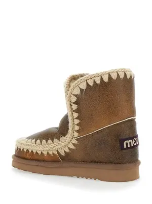 Mou Stitched Trim Slip-on Ankle Boots - Green