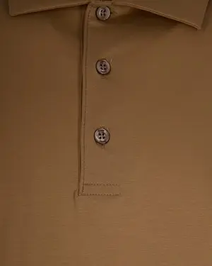 Herno Button Detailed Short-sleeved Polo Shirt - Sand