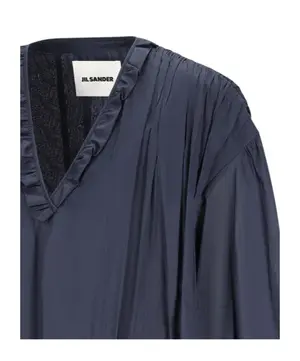 JIL SANDER Ruffled Pleated Blouse - Black