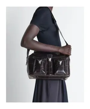 LEMAIRE Medium Gear Croco-embossed Flap Messenger Bag