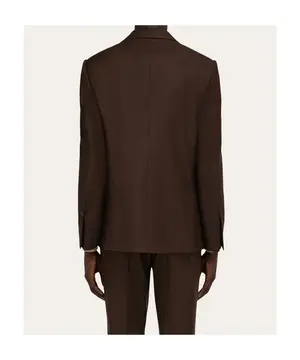 FERRAGAMO Single Breasted Flannel Blazer - Espresso