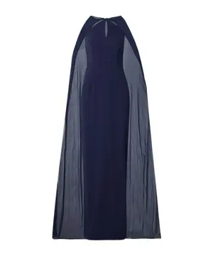 Roland Mouret Cape-effect Silk Chiffon-trimmed Crepe Gown