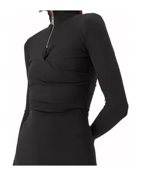 Attico Asymmetrical Pleated Mini Dress With Stand-up Collar