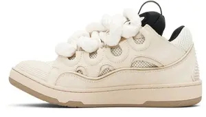 LANVIN Curb Sneakers With Snakeskin Laces - Beige/black