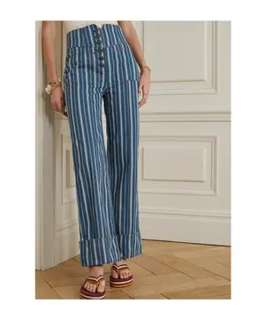 Ulla Johnson Striped High-waisted Wide-leg Jeans