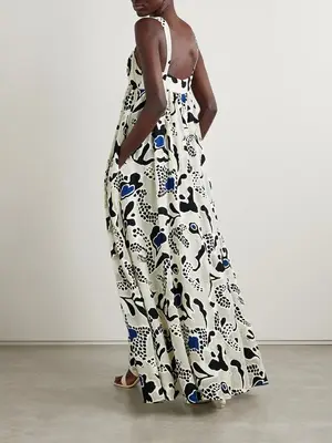 Ulla Johnson Leilani Abstract Floral Print Maxi Dress With Appliqu