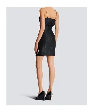 Balmain Crocodile-look Pencil Skirt With Gold-tone Buttons