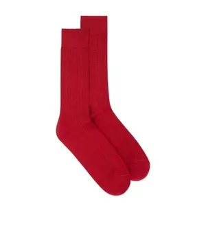 Versace Embroidered Logo Ribbed Crew Socks - Red