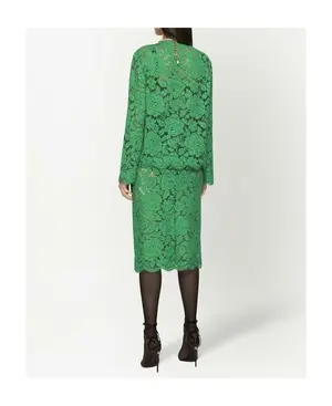 Dolce & Gabbana High-waisted Lace Midi Skirt