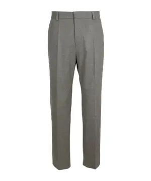 Hugo Boss Tailored Pleated Trousers With Belt Loops - Grey