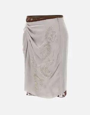 JACQUES WEI Embroidered Midi Skirt