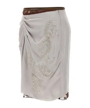 JACQUES WEI Embroidered Midi Skirt