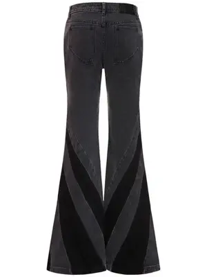 DION LEE Flared Zip Low Rise Denim Jeans - Black