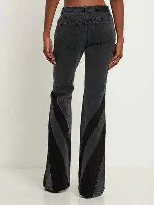 DION LEE Flared Zip Low Rise Denim Jeans - Black