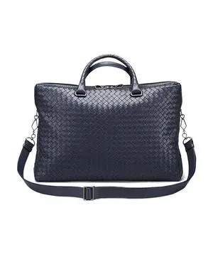 Bottega Veneta Intrecciato Leather Briefcase - Blue