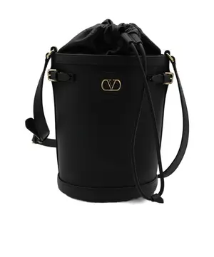 Valentino Garavani Antibes Vlogo Signature Drawstring Bucket Bag - Black