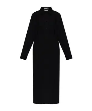 Balenciaga Long Sleeve Collared Dress With Deep V-neck Back