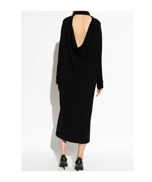 Balenciaga Long Sleeve Collared Dress With Deep V-neck Back