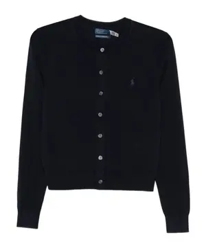 Polo Ralph Lauren Embroidered Logo Cardigan - Black
