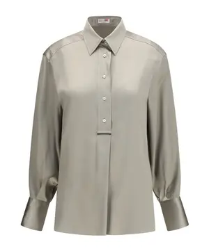 Brunello Cucinelli Collared Long-sleeved Shirt - Gray