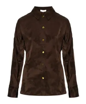 GANNI Ganni Jacquard Button-Up Shirt Black