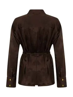 GANNI Jacquard Button-up Shirt - Black