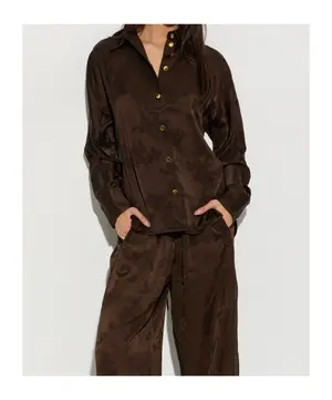 GANNI Jacquard Button-up Shirt - Black