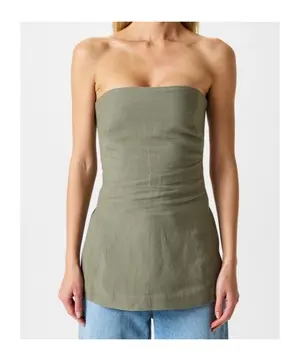 ST. AGNI Sleeveless Column Tunic Top With Back Zipper
