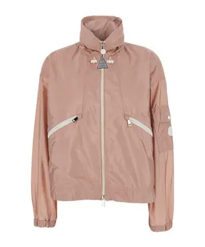 Moncler Logo Patch Zip-up Jacket - Pink