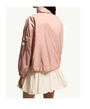 Moncler Logo Patch Zip-up Jacket - Pink