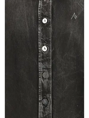 Attico Logo Embroidered Denim Shirt - Black