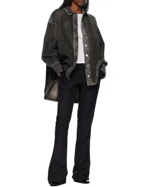 Attico Logo Embroidered Denim Shirt - Black