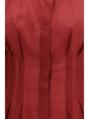 Max Mara Long Sleeve Shirt With Corset Detail - Brick Red
