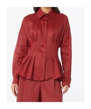 Max Mara Long Sleeve Shirt With Corset Detail - Brick Red