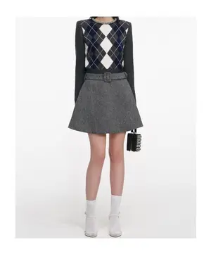 SELF-PORTRAIT Argyle Embellished Trim Cardigan