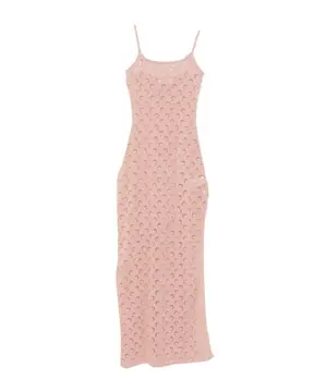MARINE SERRE Crescent Moon-patterned Fine Knit Maxi Dress - No