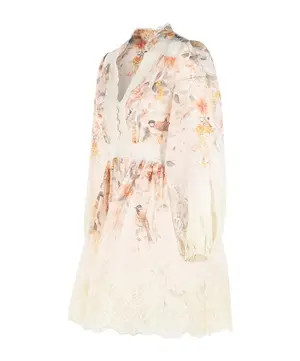 Zimmermann Luna Lace Lantern Mini Dress - No