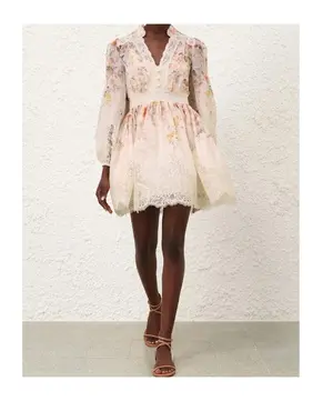 Zimmermann Luna Lace Lantern Mini Dress - No